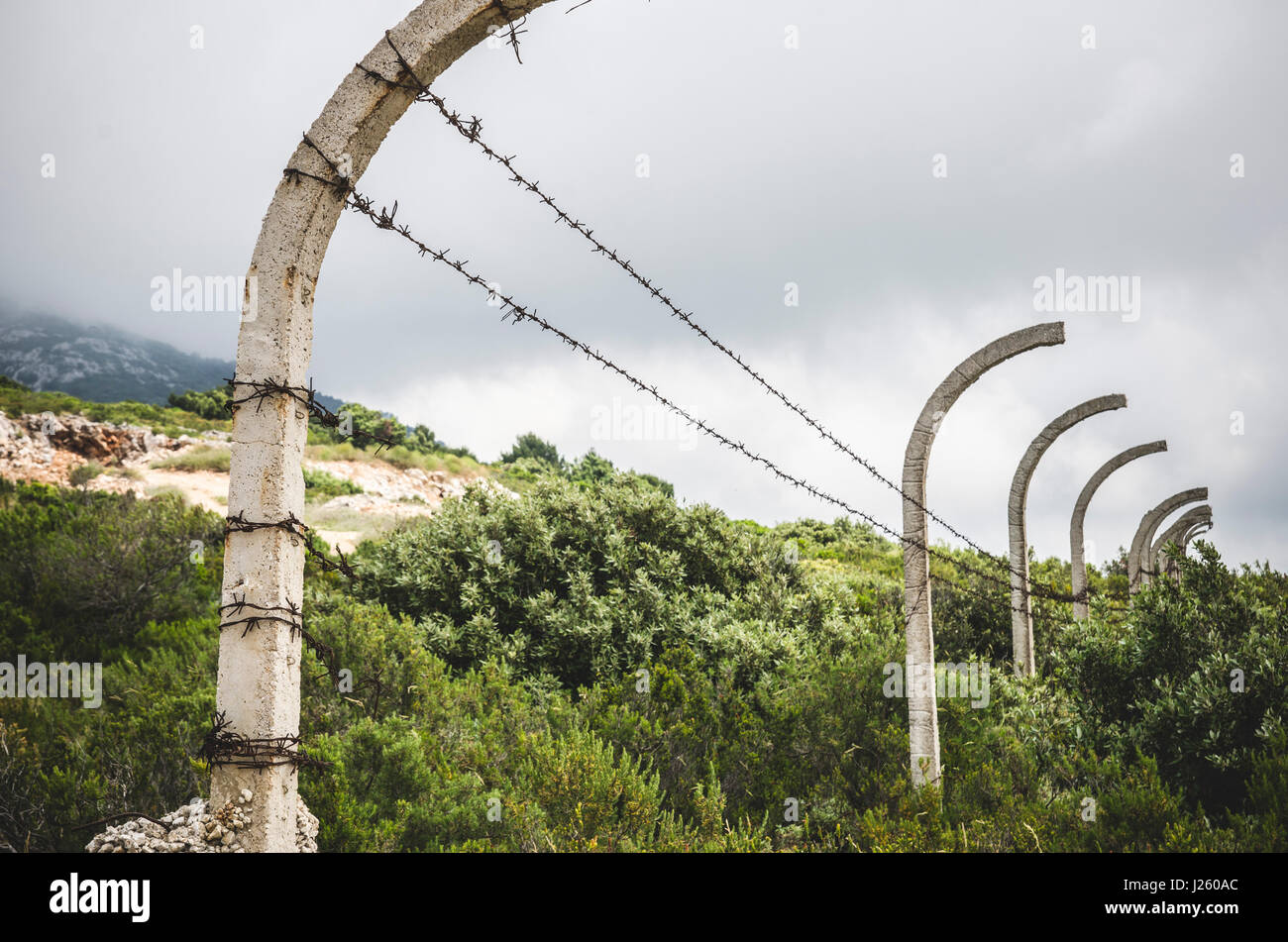 Old Barbed Wire Posts, Vis, Croatia Stock Photo - Alamy
