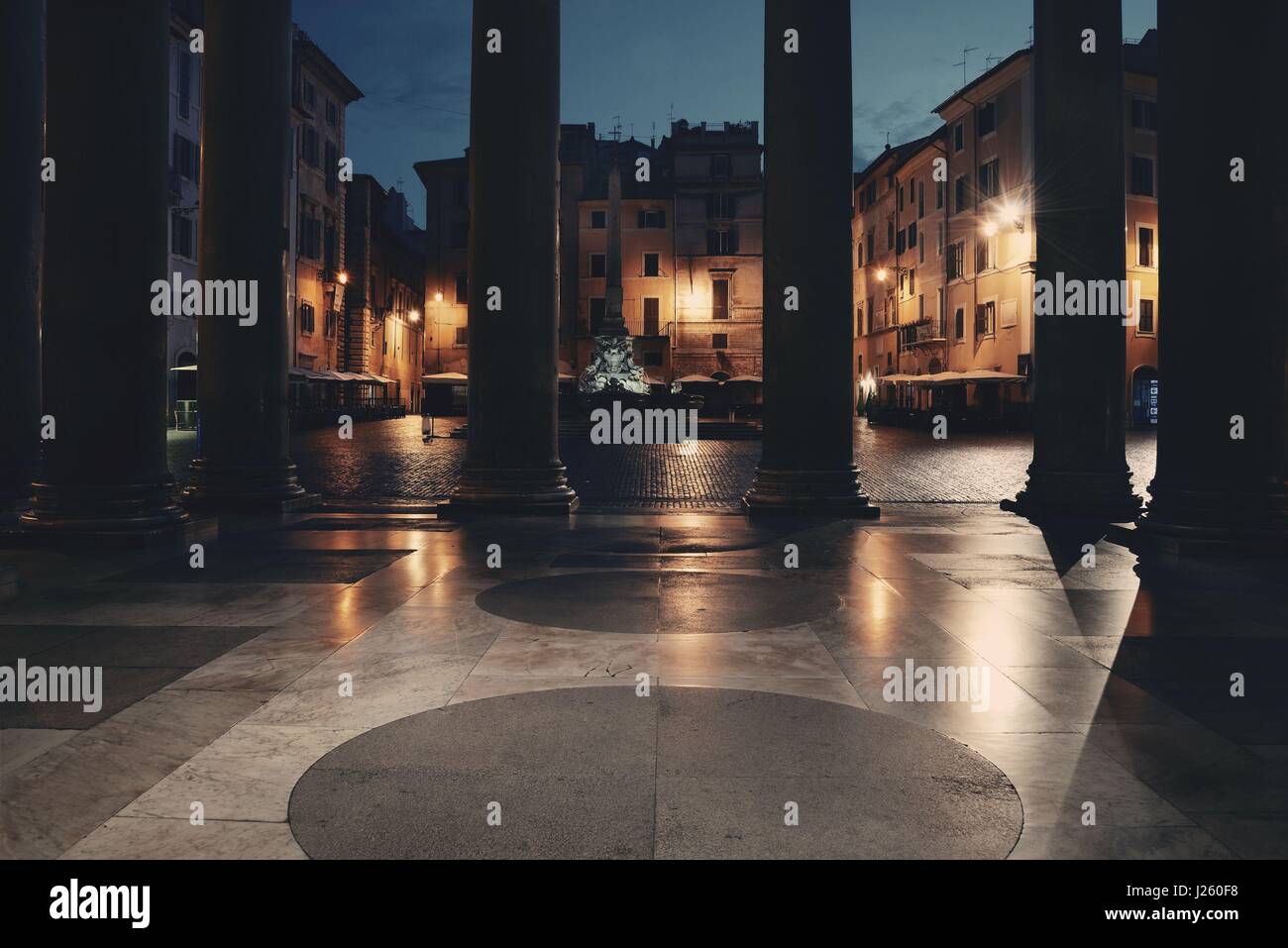 Street view from Pantheon at night. It is one of the best-preserved ...