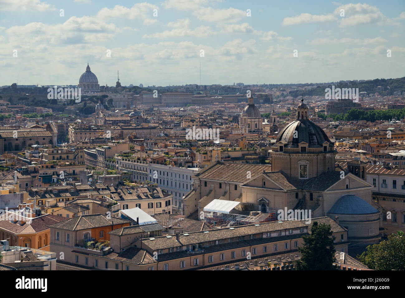 Rome rooftop view with ancient architecture in Italy Stock Photo - Alamy