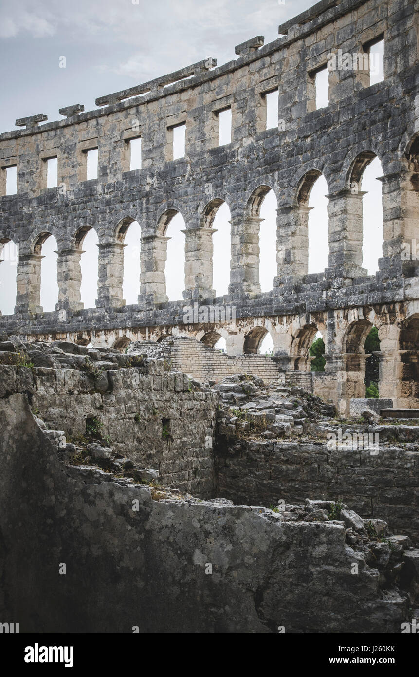Ruins of Ancient Roman Amphitheatre in Pula, Croatia Stock Photo - Alamy