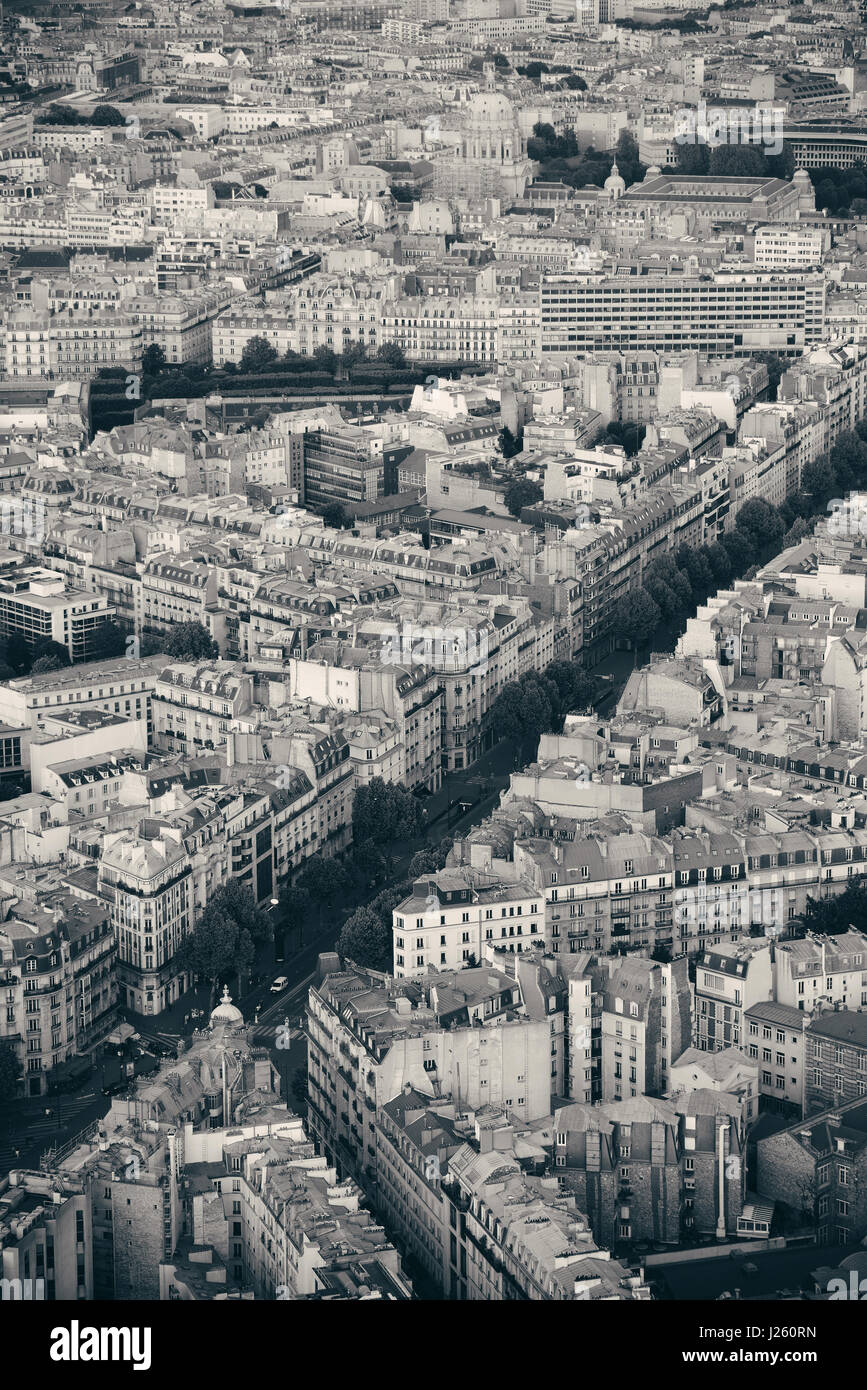 Paris city street rooftop view in black and white Stock Photo - Alamy
