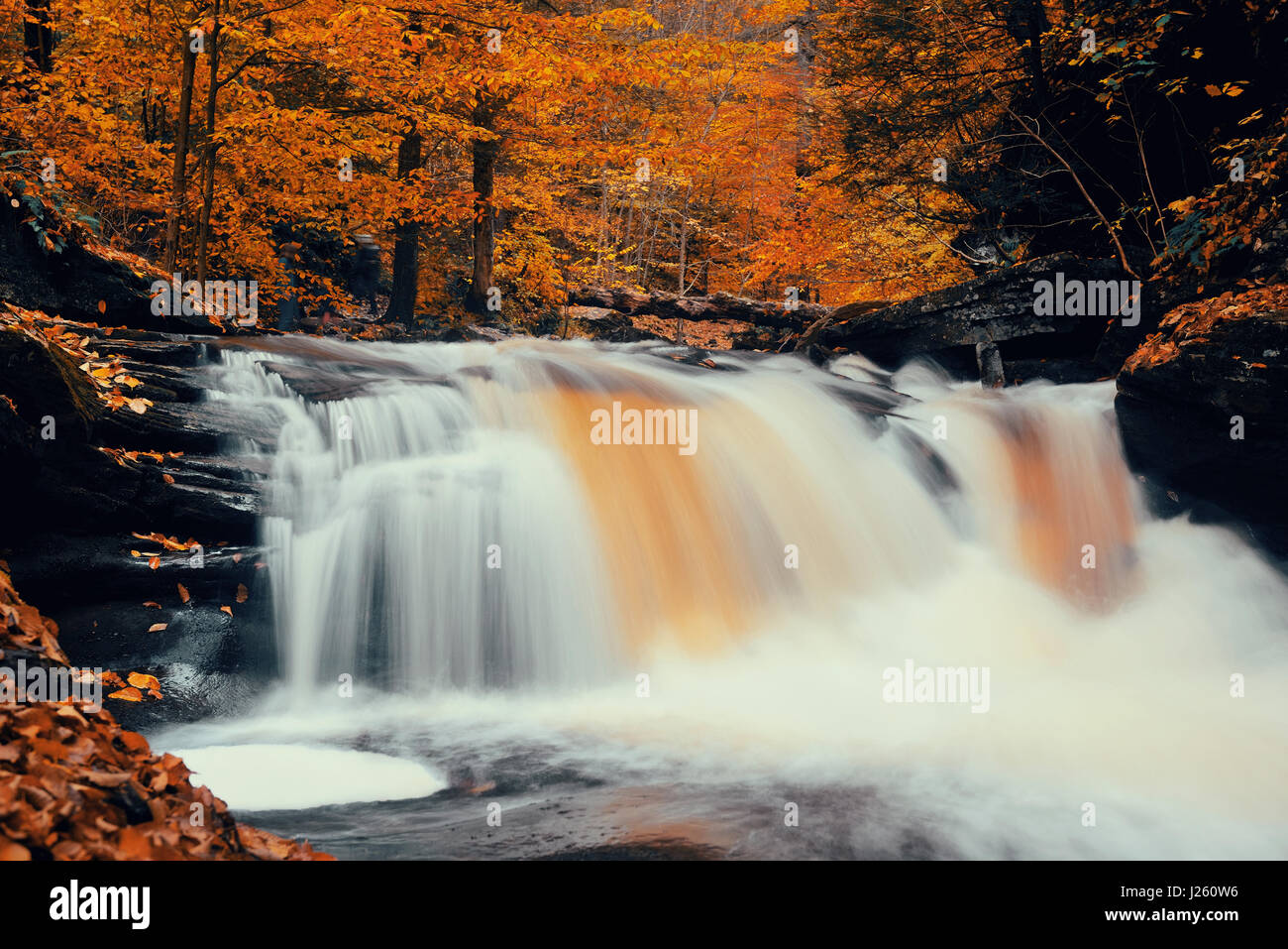 Autumn waterfalls in park with colorful foliage Stock Photo - Alamy