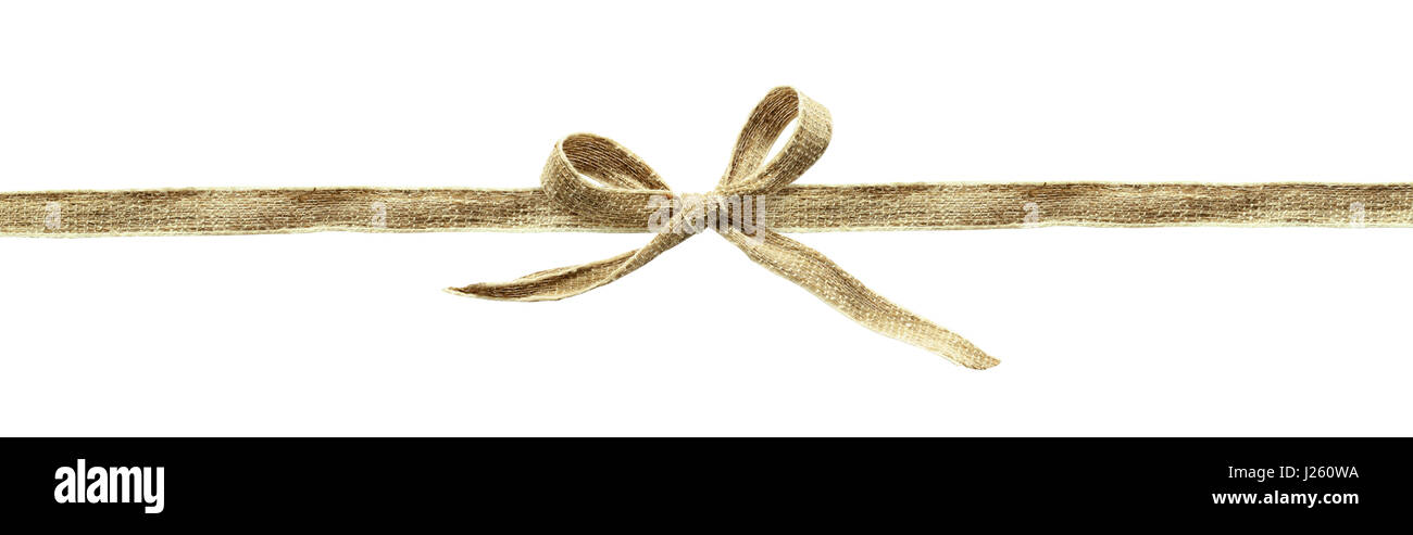 Beige canvas ribbon bow isolated on white background Stock Photo - Alamy