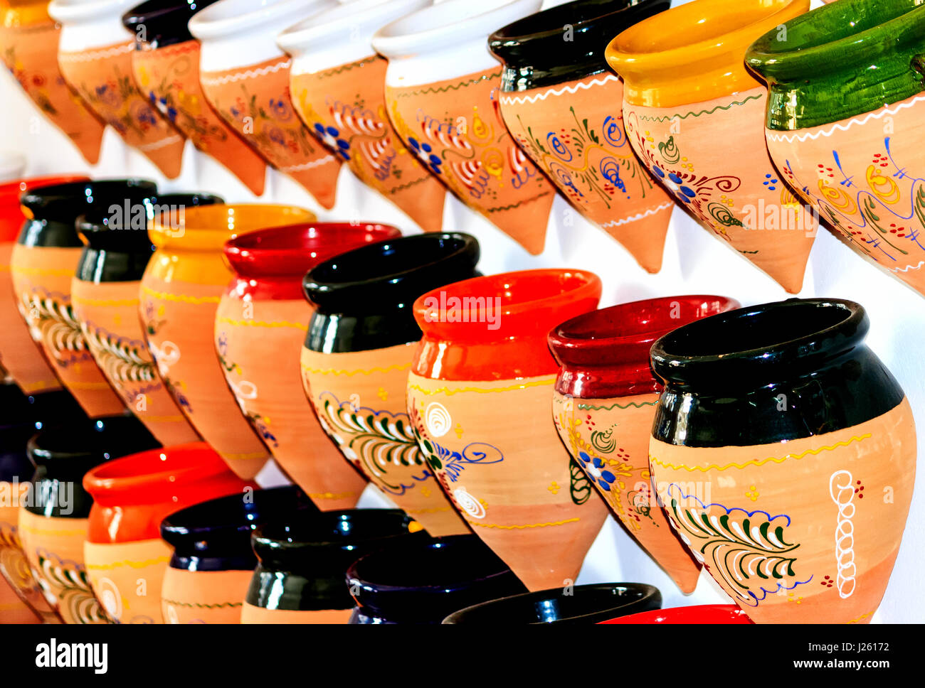 Typical Spanish small conical ceramic flower vases selection Stock ...