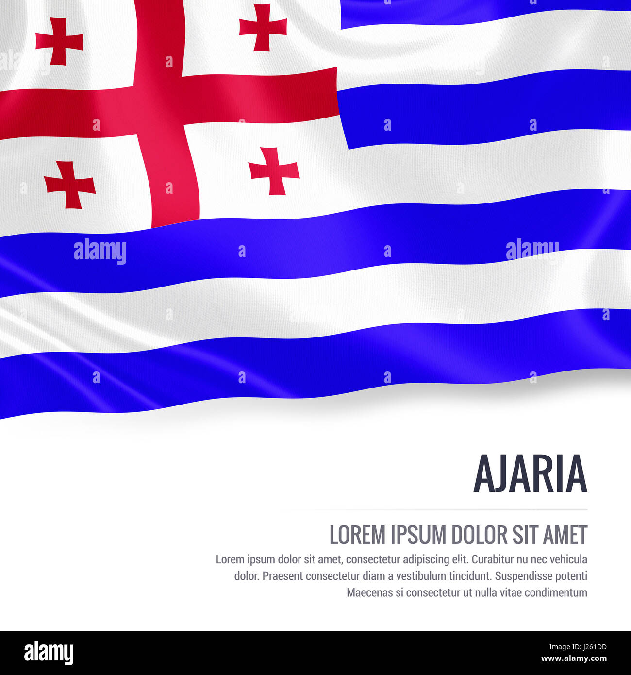 Ajaria flag. Silky flag of Ajaria waving on an isolated white ...