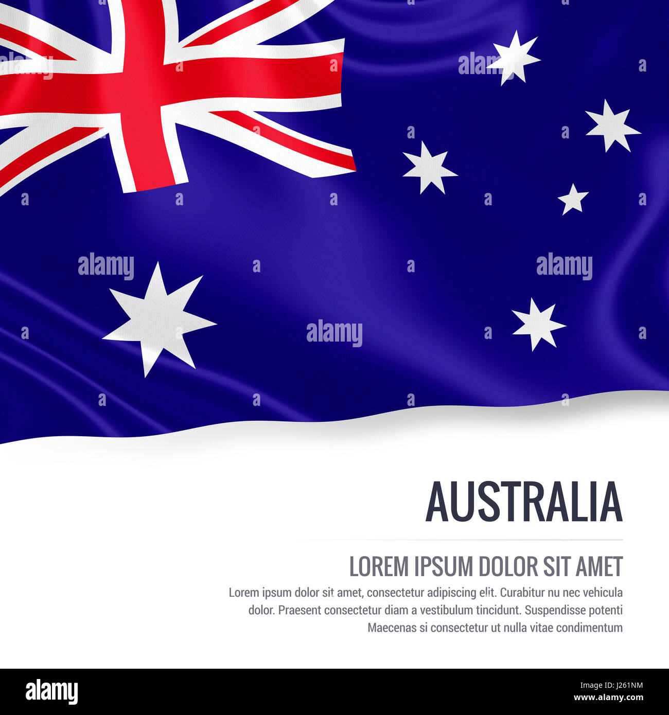 Australia flag. Silky flag of Australia waving on an isolated white ...