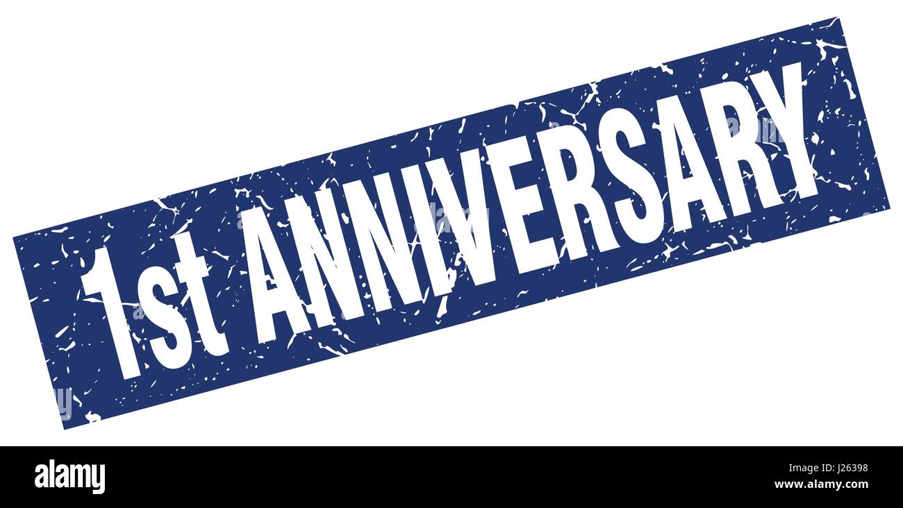 square grunge blue 1st anniversary stamp Stock Vector Image & Art - Alamy