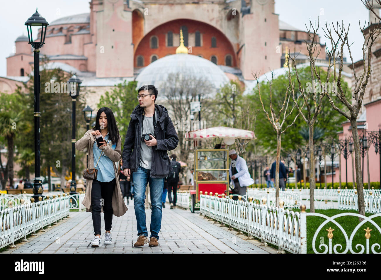 Istanbul, Turkey - April 12, 2017: People are visiting Sultanahmet ...