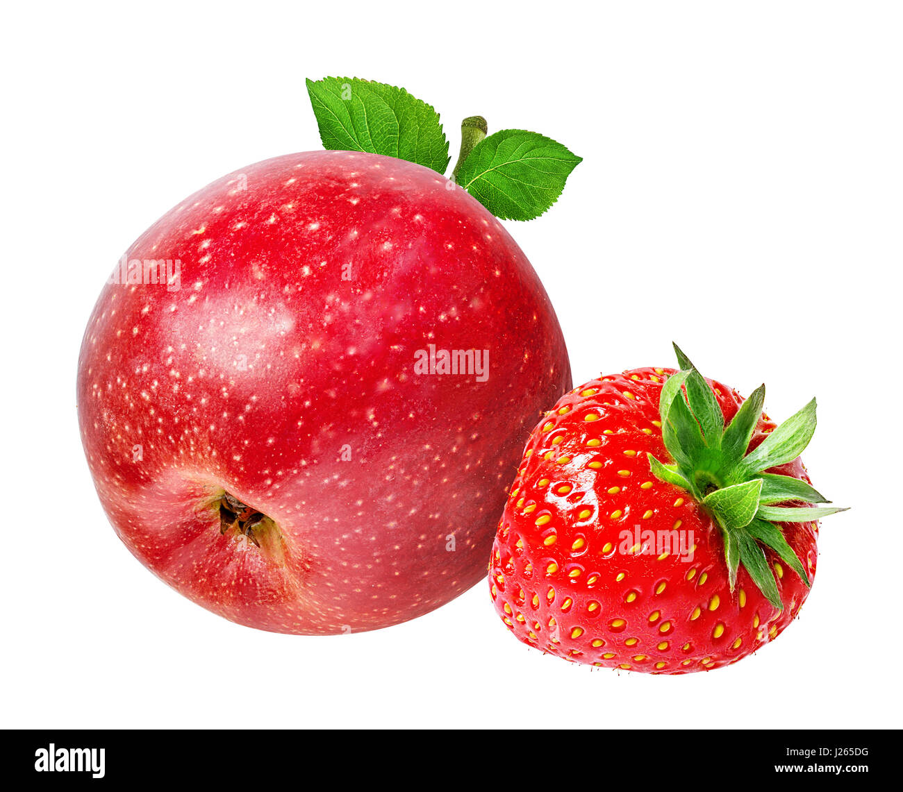 Strawberry and apples isolated on white background Stock Photo - Alamy
