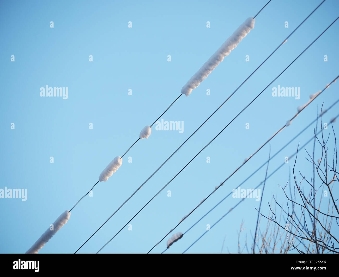 electrical wires in the ice Stock Photo - Alamy
