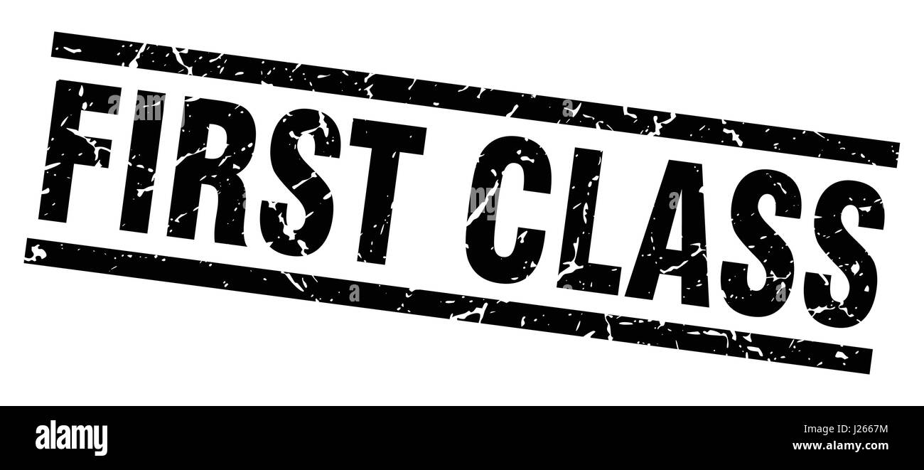 square grunge black first class stamp Stock Vector Image & Art - Alamy