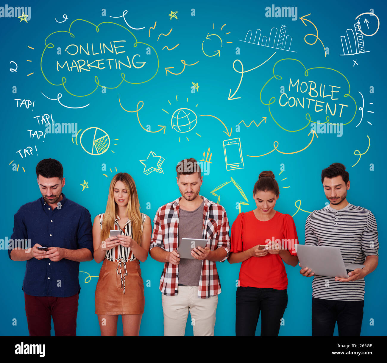 Group of people with some digital devices Stock Photo - Alamy