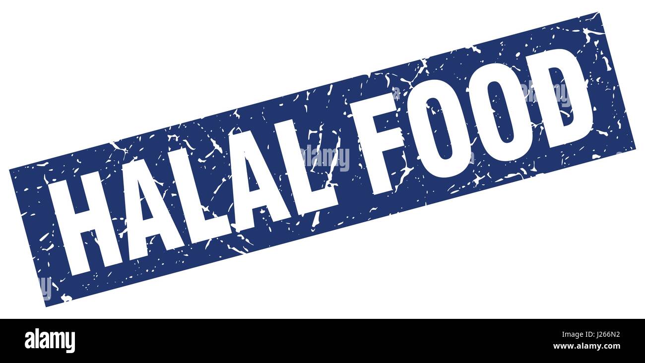 square grunge blue halal food stamp Stock Vector Image & Art - Alamy