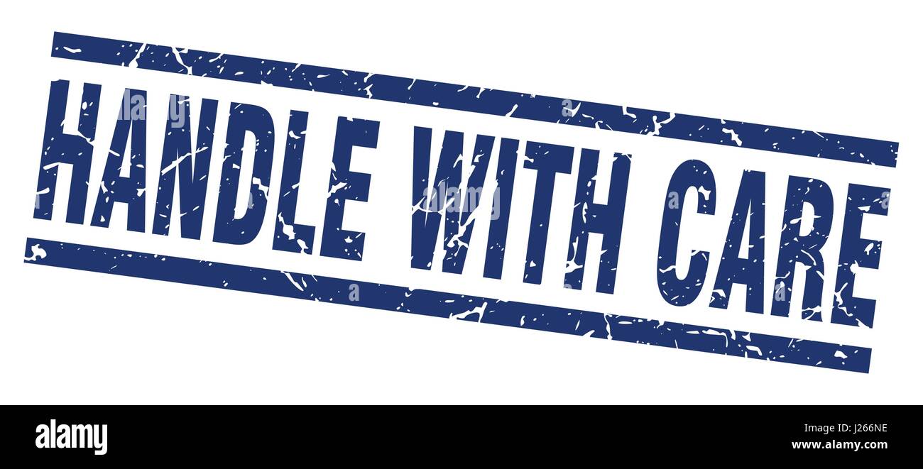 square grunge blue handle with care stamp Stock Vector Image & Art - Alamy