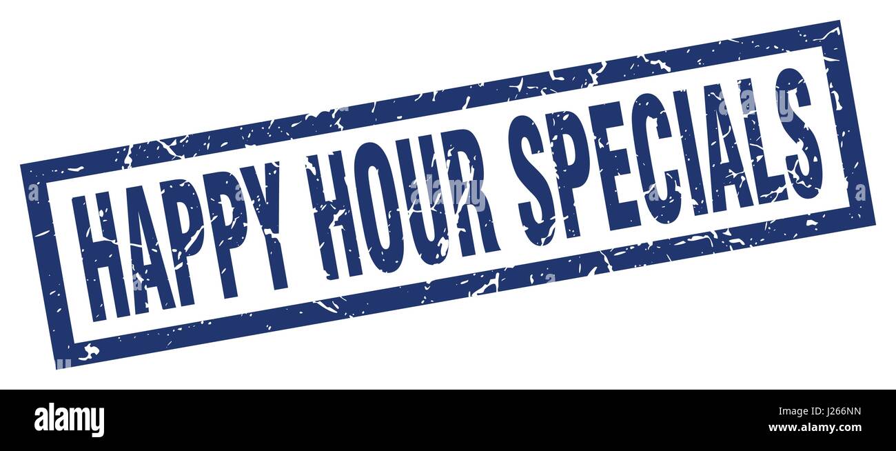 square grunge blue happy hour specials stamp Stock Vector Image & Art ...