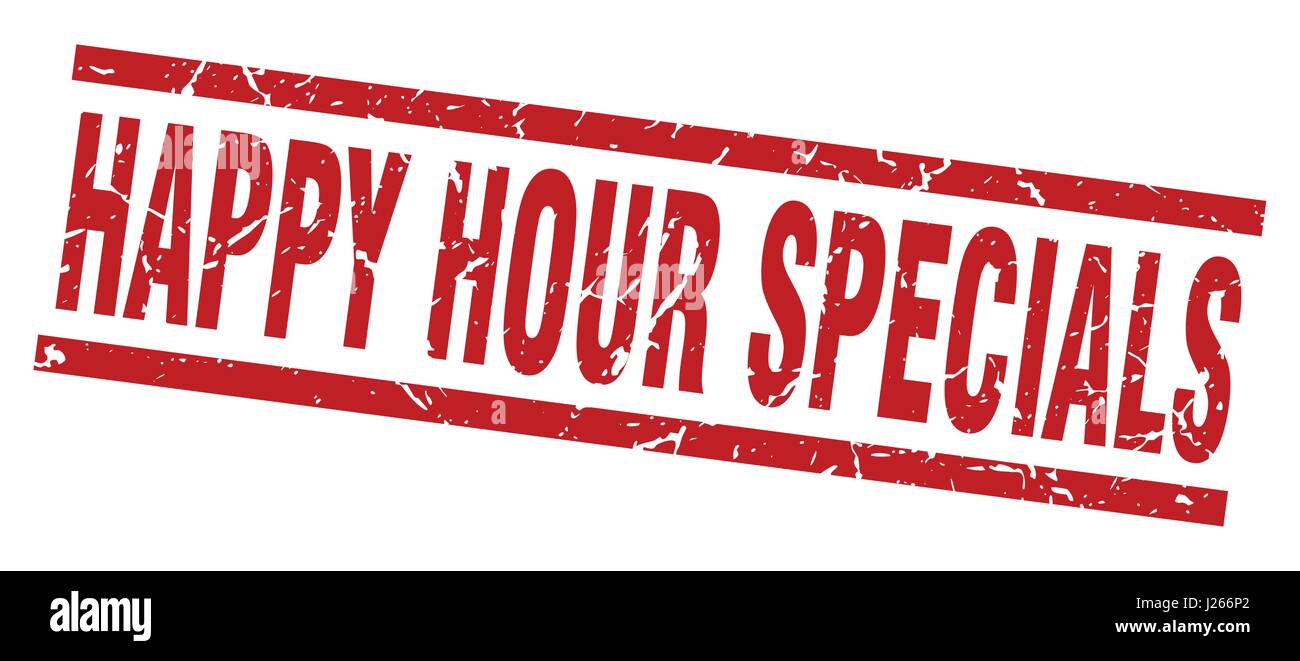 square grunge red happy hour specials stamp Stock Vector Image & Art ...