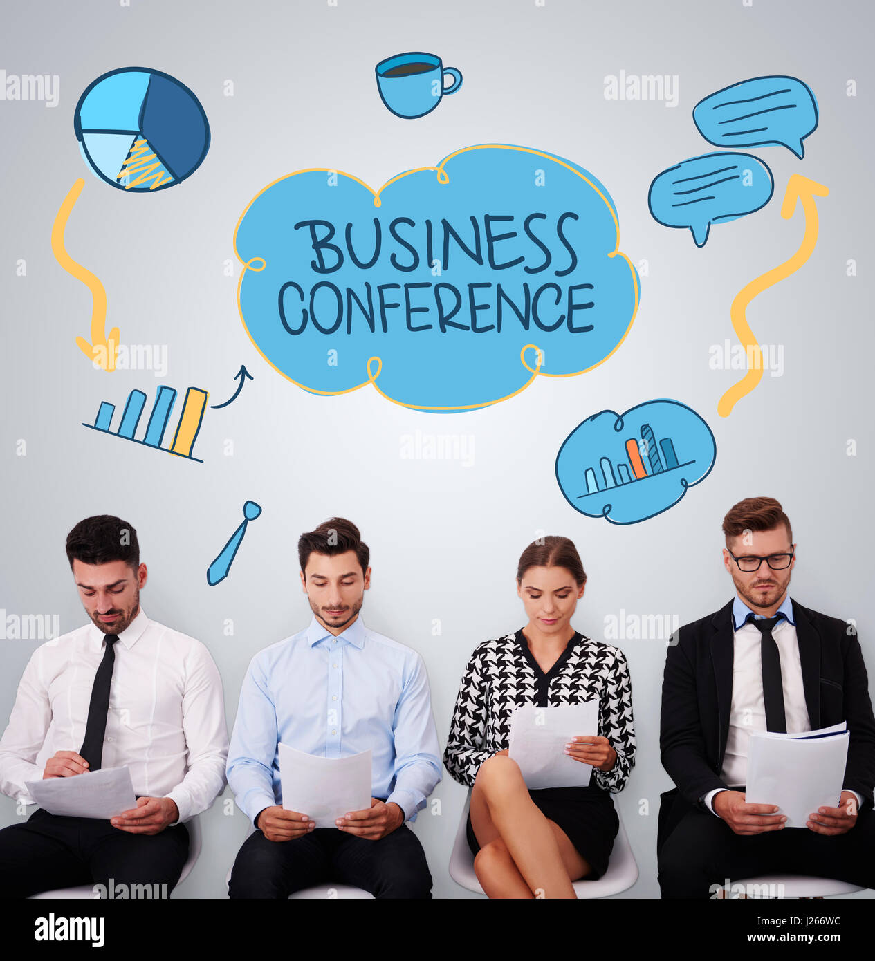 Interesting debate on business conference Stock Photo - Alamy