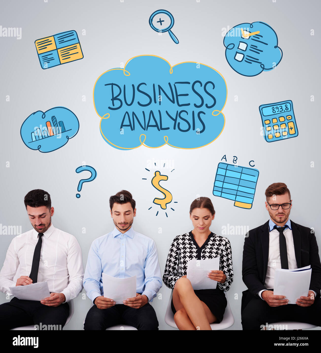 Analizing the good and bad sides of business Stock Photo - Alamy