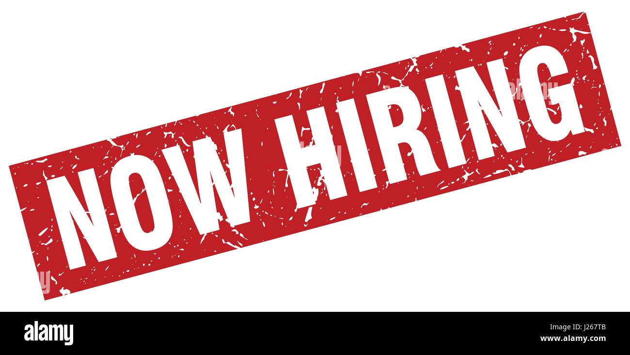 square grunge red now hiring stamp Stock Vector Image & Art - Alamy