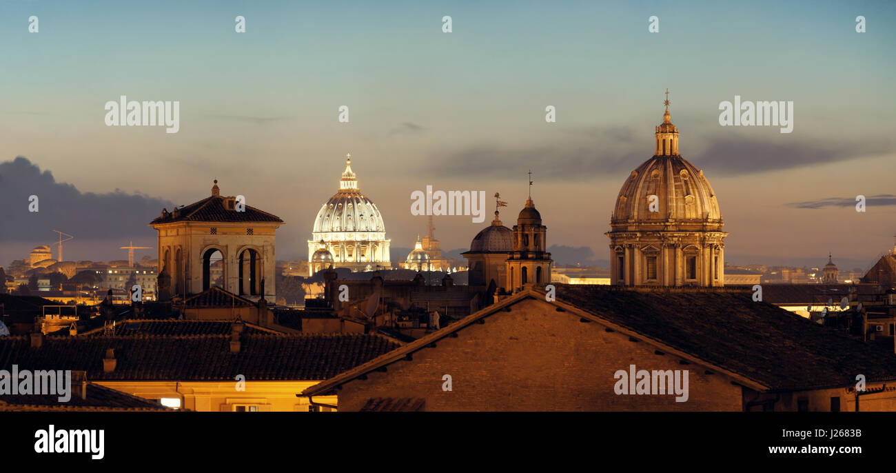 Rome rooftop view with ancient architecture in Italy at sunset Stock ...