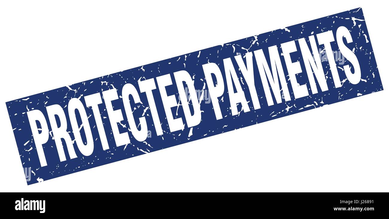 square grunge blue protected payments stamp Stock Vector Image & Art - Alamy