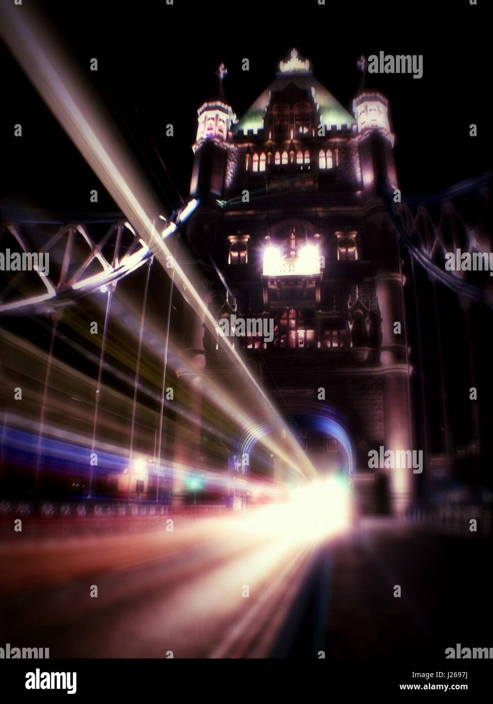 Light trails on Tower Bridge, London, England, UK Stock Photo - Alamy