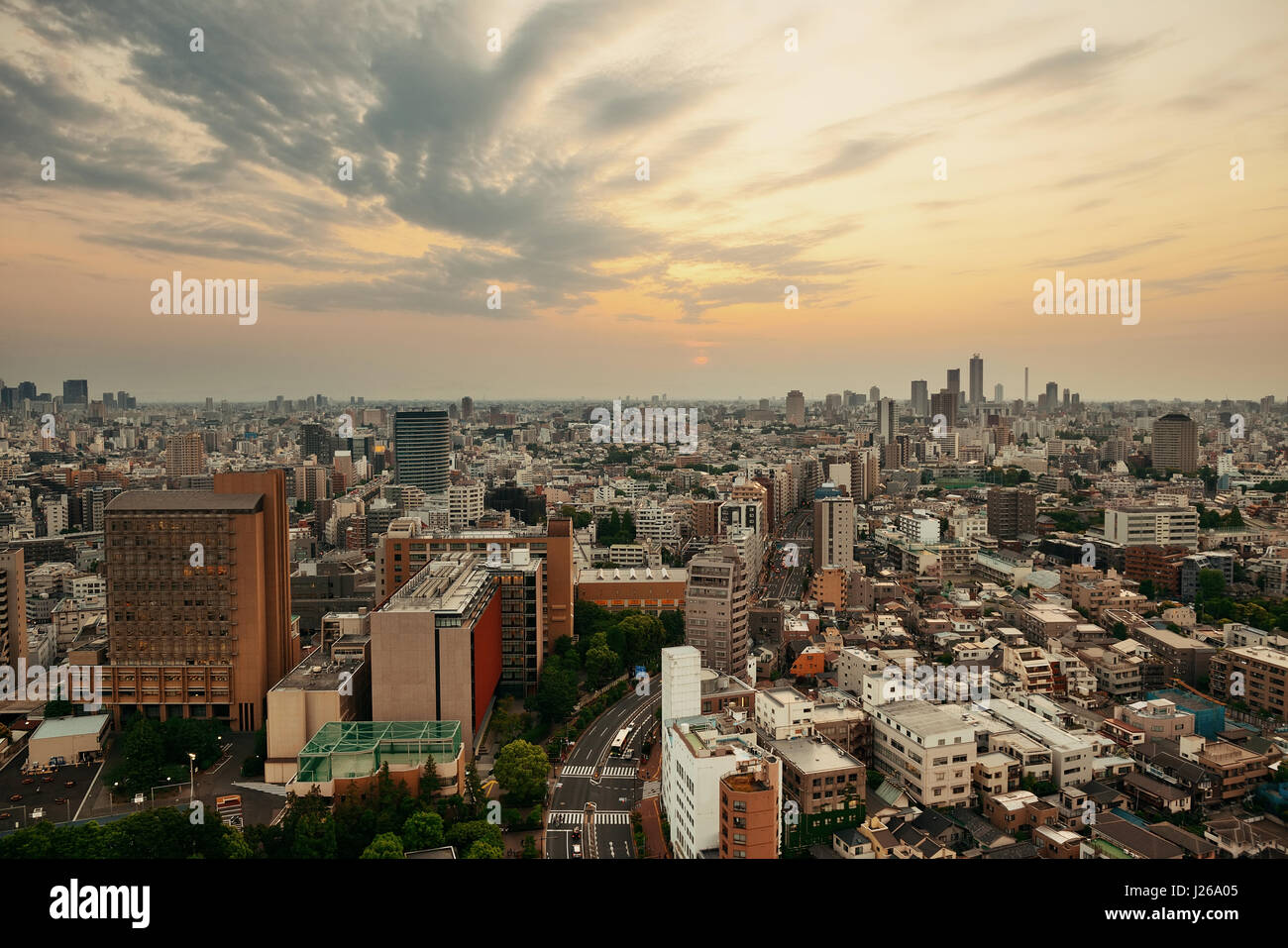Tokyo urban skyline rooftop sunset view, Japan Stock Photo - Alamy