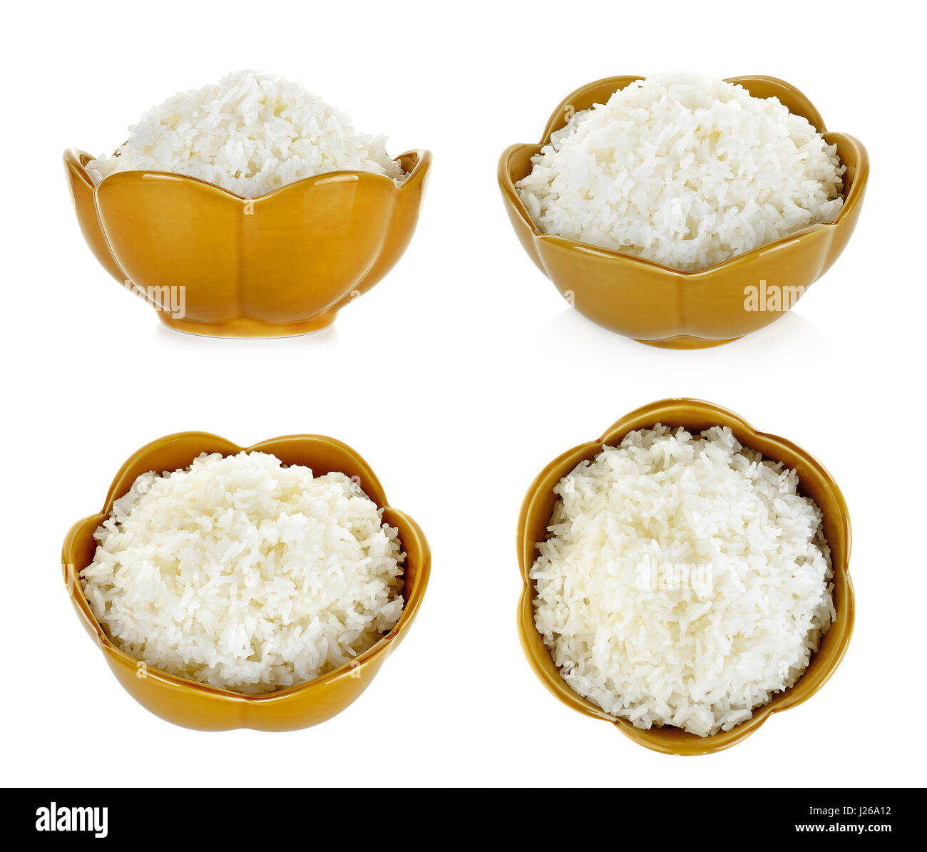 Rice in a bowl isolated on a white background Stock Photo - Alamy