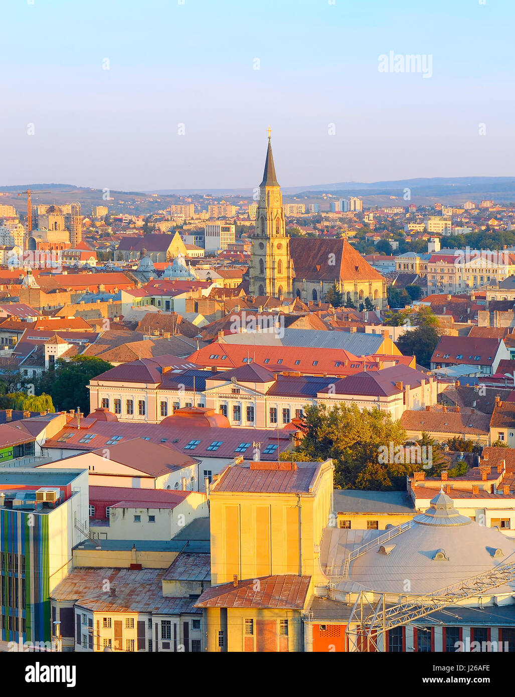 View of Cluj-Napoca Old Town at sunset. Romania Stock Photo - Alamy