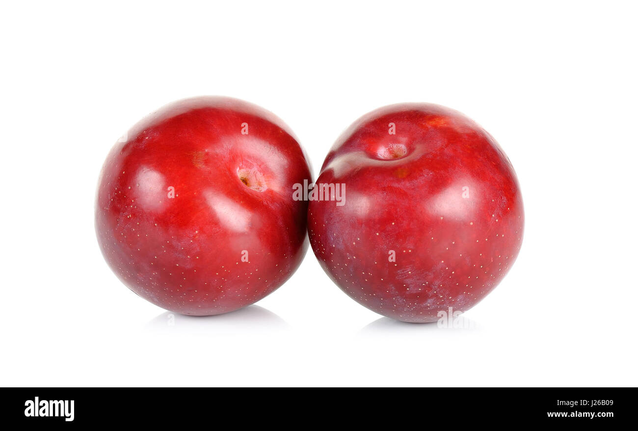 Red plum fruit isolated on white background Stock Photo - Alamy