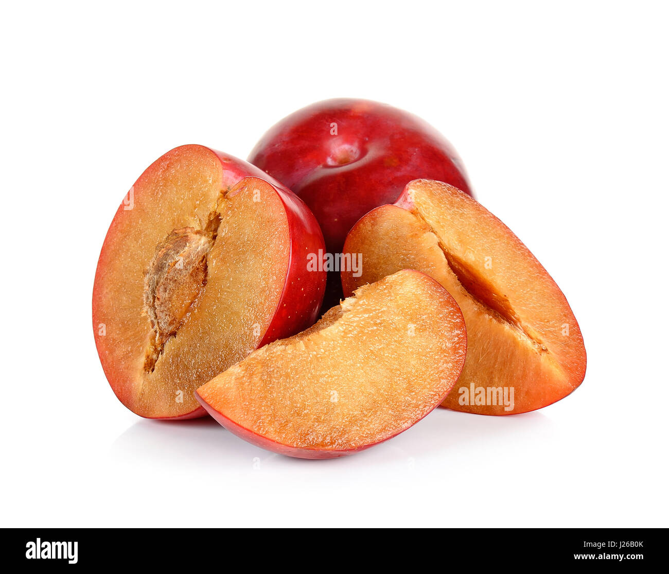 Red plum fruit isolated on white background Stock Photo - Alamy