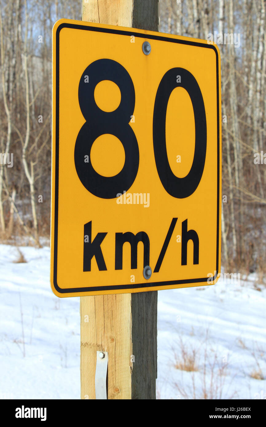 Eighty Kilometer Per Hour Recommended Sign Stock Photo - Alamy