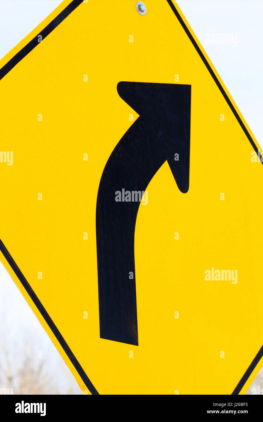 Closeup of a Right Turn Sign Stock Photo - Alamy