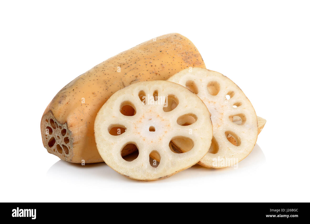 Sliced Lotus root isolated on the white background Stock Photo - Alamy