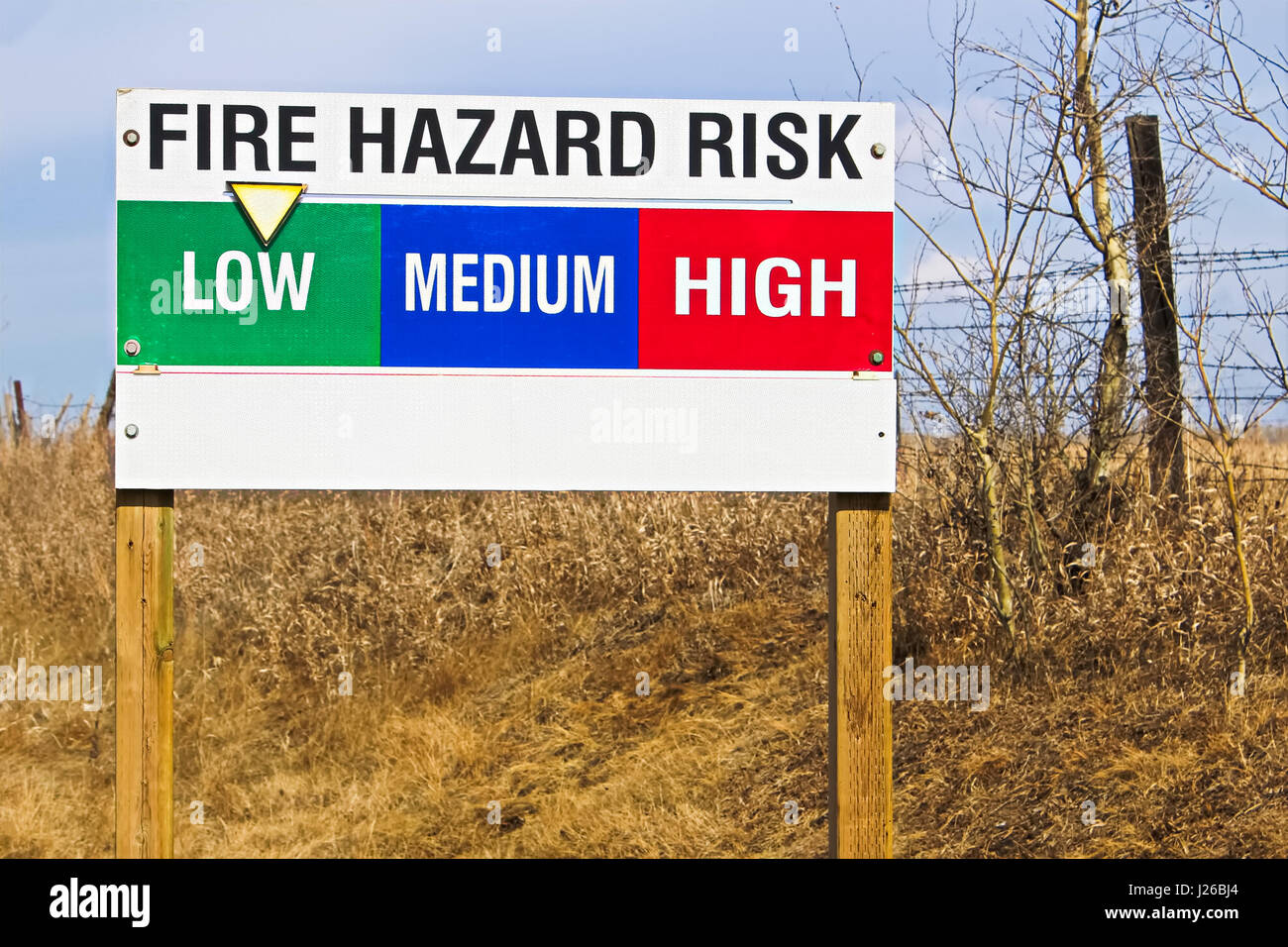 Fire hazard risk indicator sign Stock Photo - Alamy