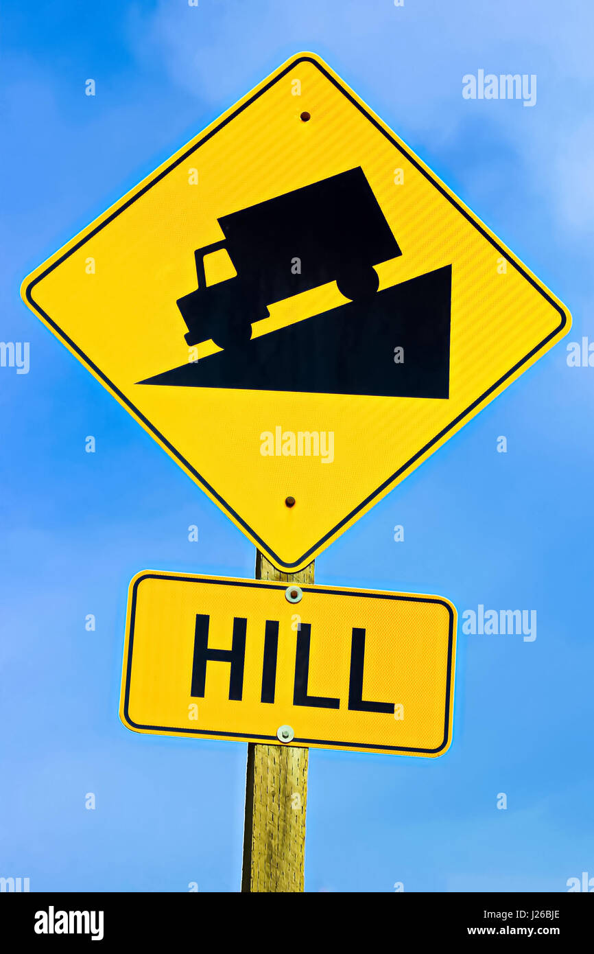 Steep slope caution sign hi-res stock photography and images - Alamy