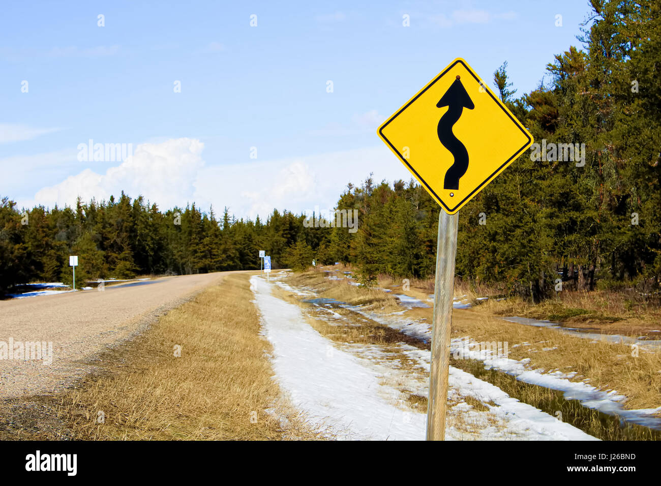 Curvy road ahead sign hi-res stock photography and images - Alamy
