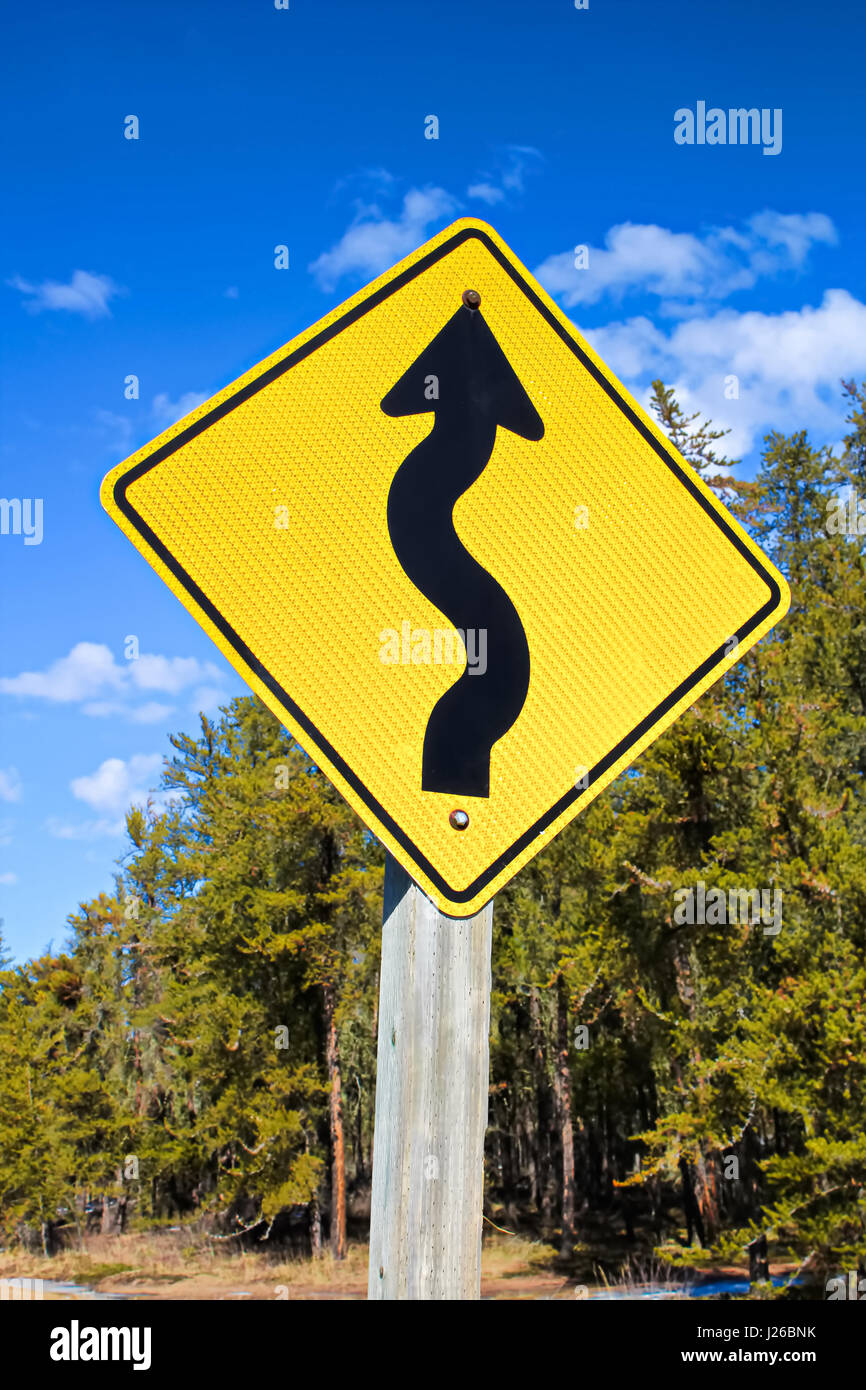 Road traffic sign, bend ahead hi-res stock photography and images - Alamy