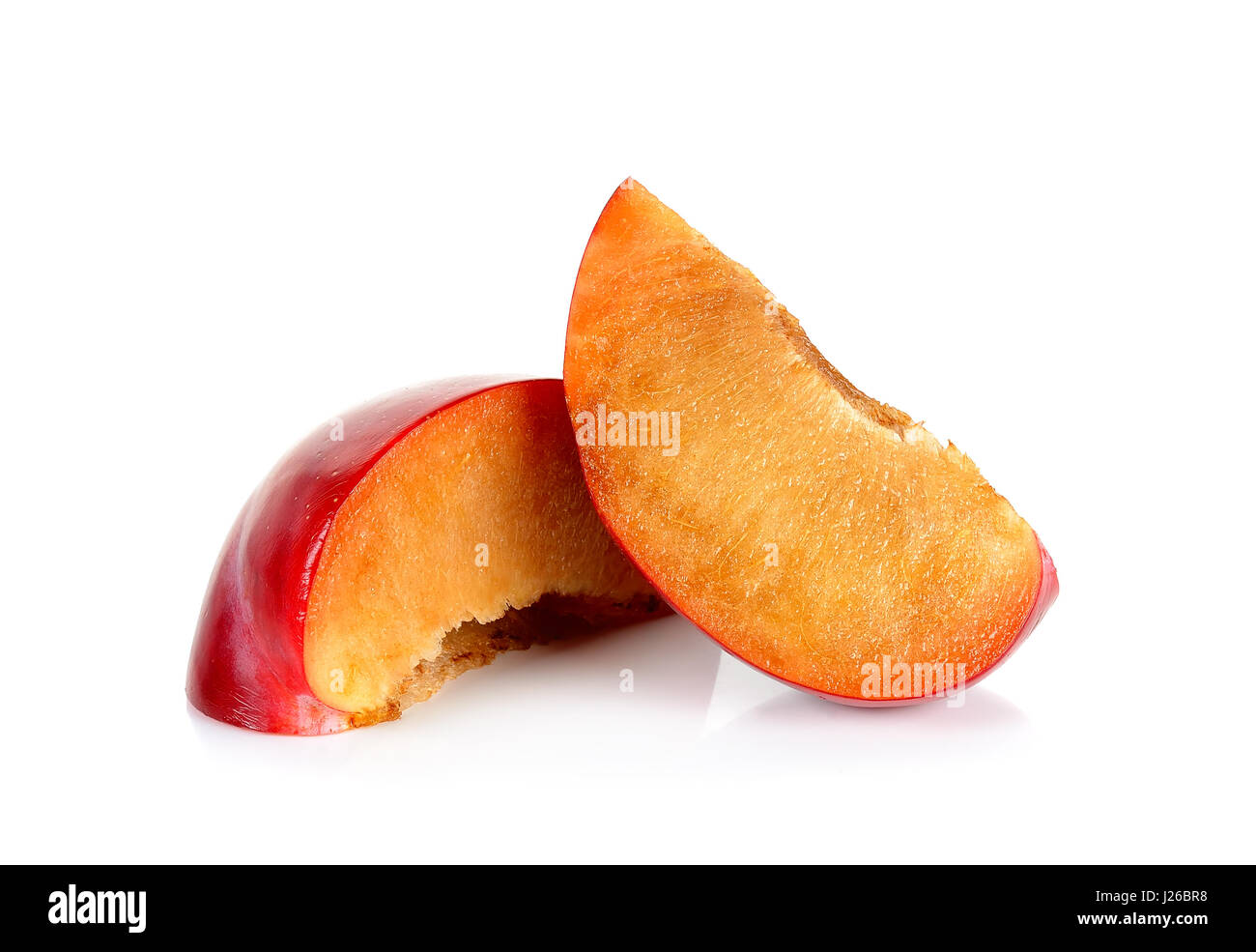Sliced Red plum fruit isolated on white background Stock Photo - Alamy