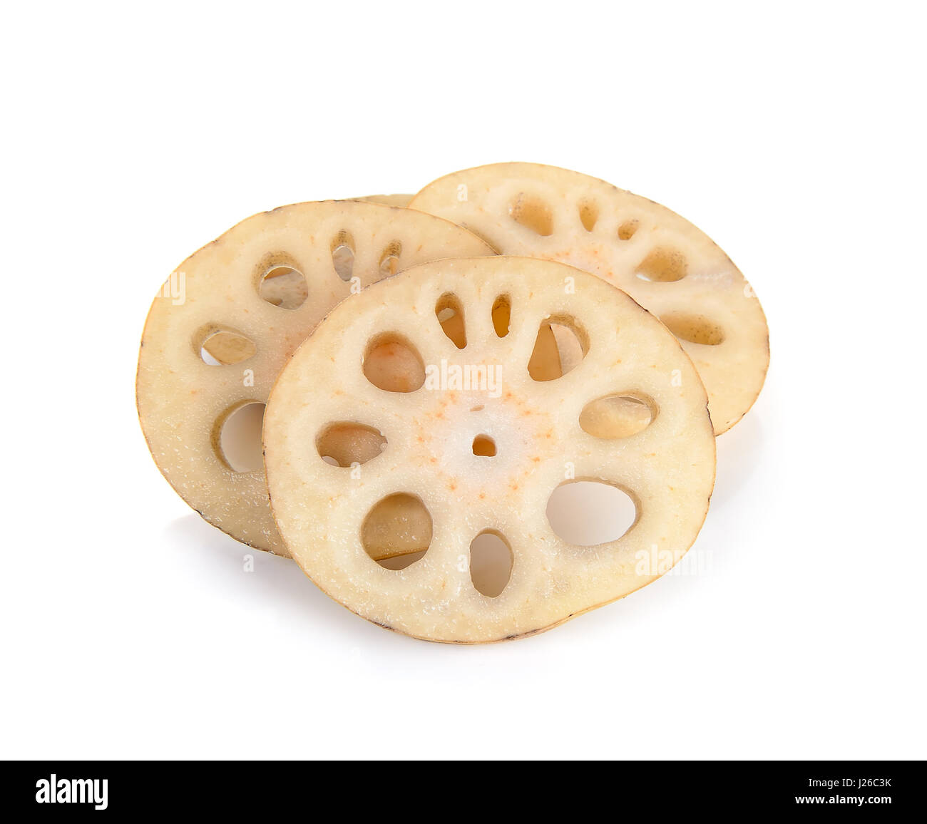 Sliced Lotus root isolated on the white background Stock Photo - Alamy