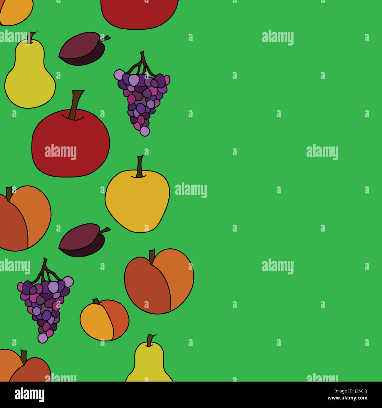 hand drawn vector fruit background Stock Vector Image & Art - Alamy