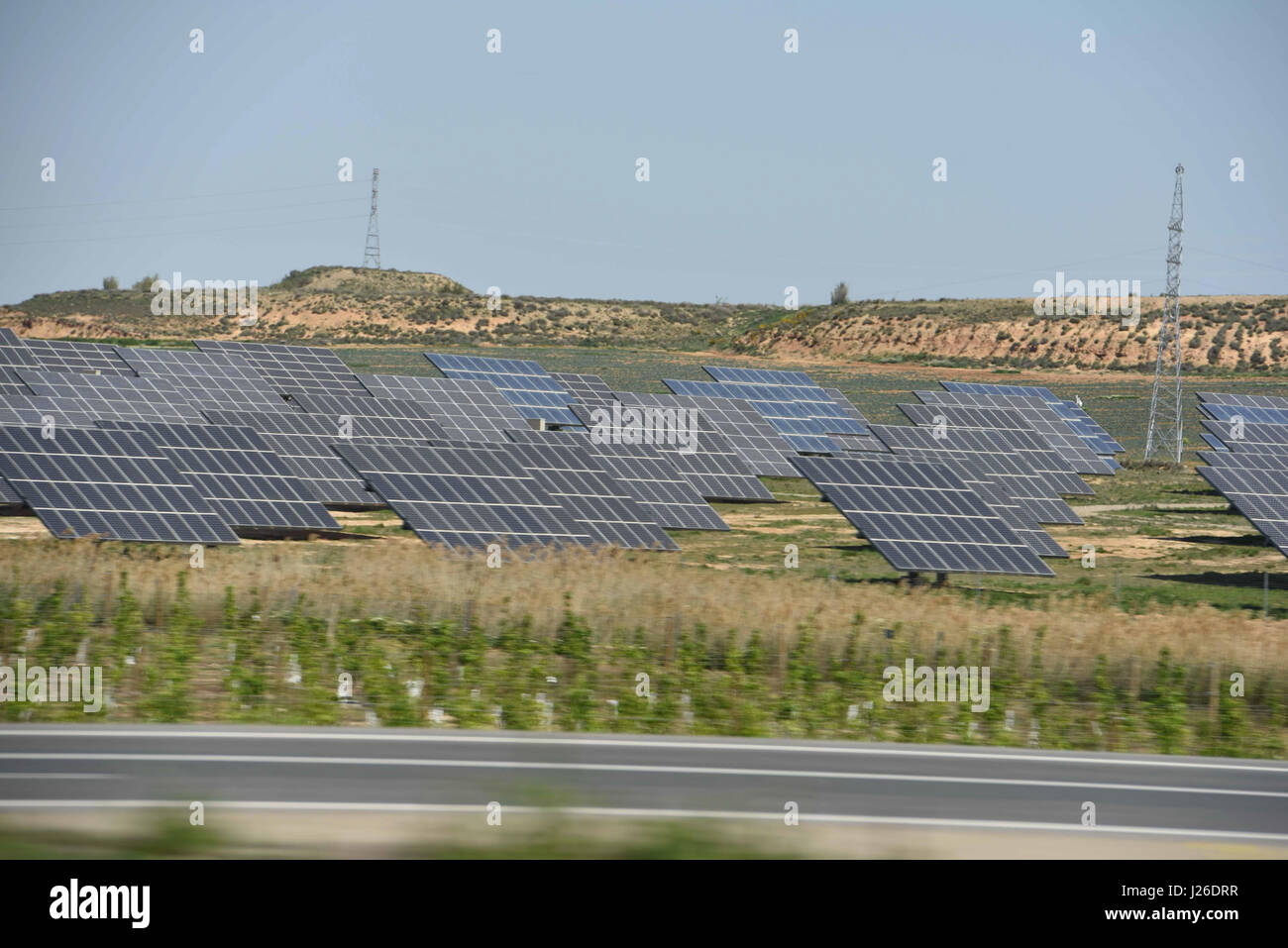 Solar panel farm Stock Photo - Alamy
