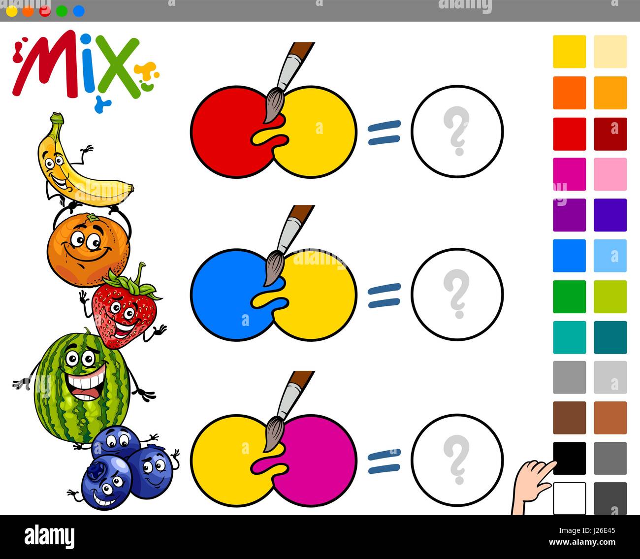 Cartoon Illustration of Mixing Colors Educational Game for Preschool ...