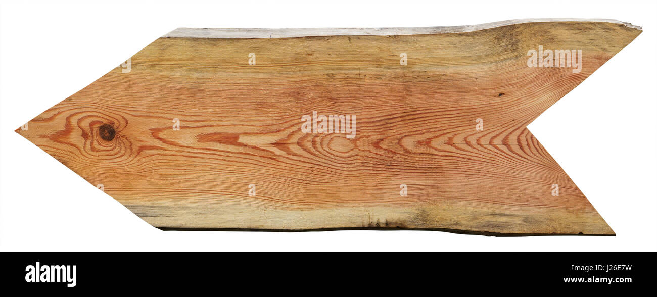 Real vintage handmade wooden arrow sign. Isolated on white outdoor ...