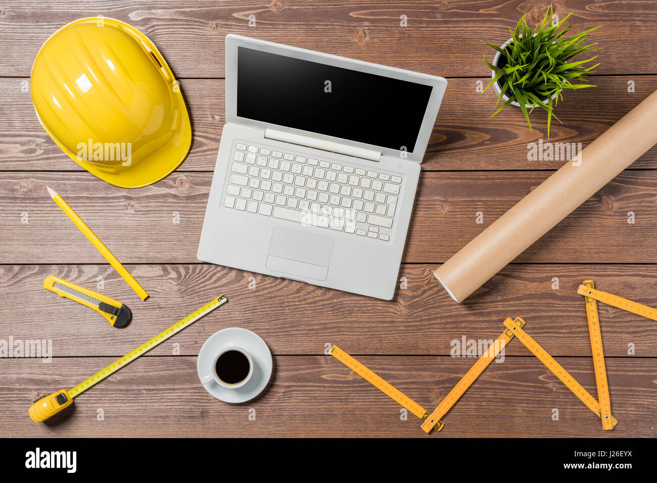 Overhead shot of an architect desktop Stock Photo - Alamy