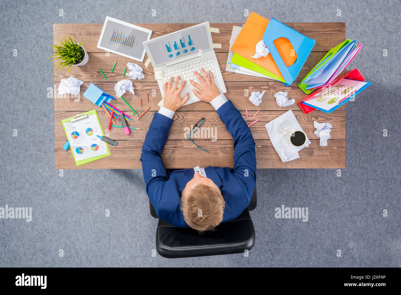 Overhead desk stressed hi-res stock photography and images - Alamy