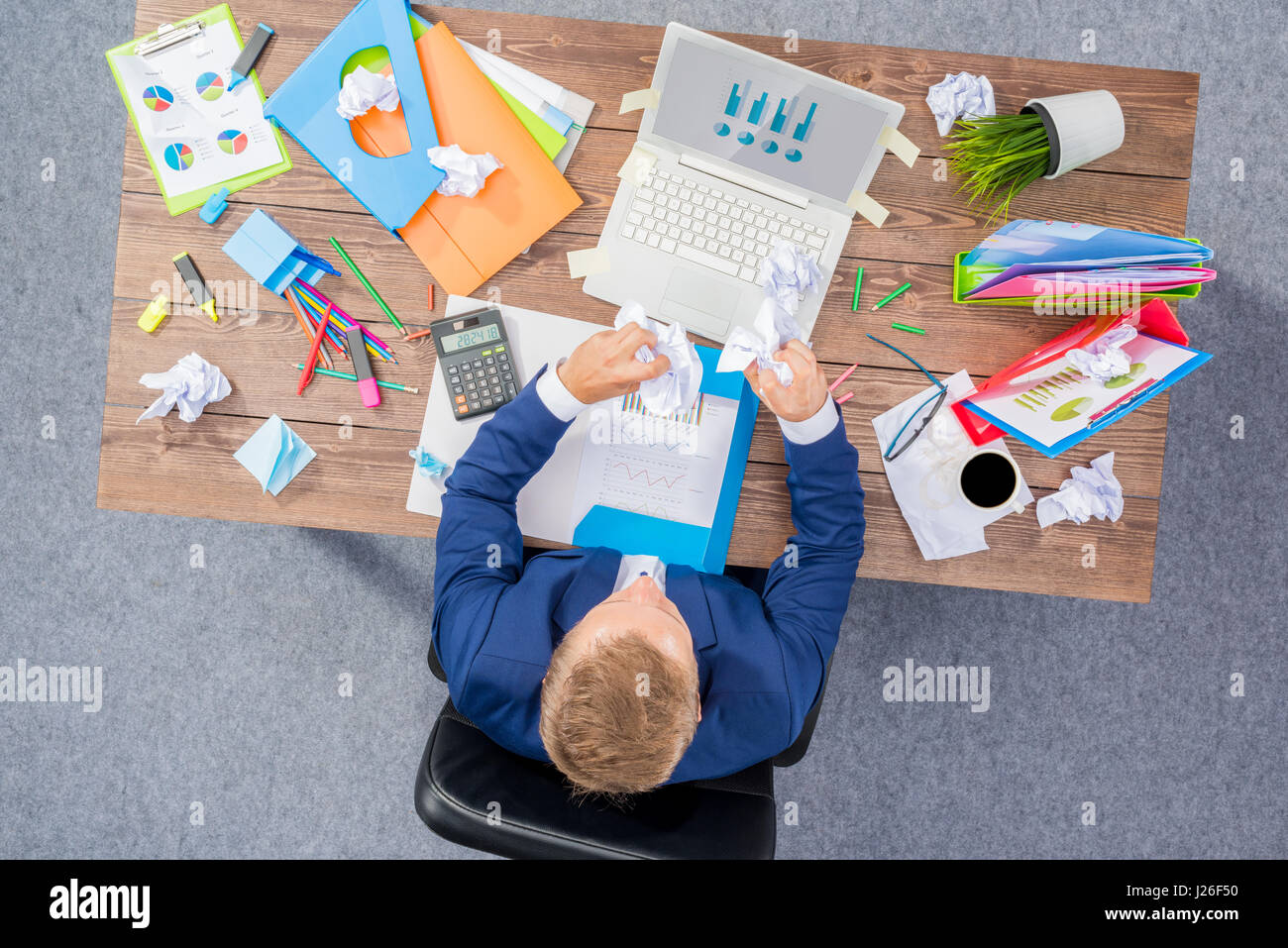 Overhead desk stressed hi-res stock photography and images - Alamy