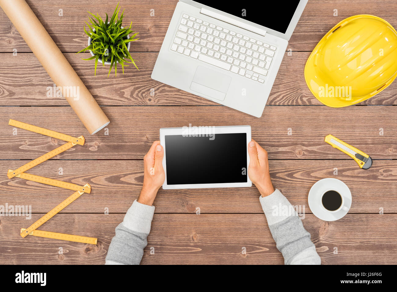 Architect working on project Stock Photo - Alamy