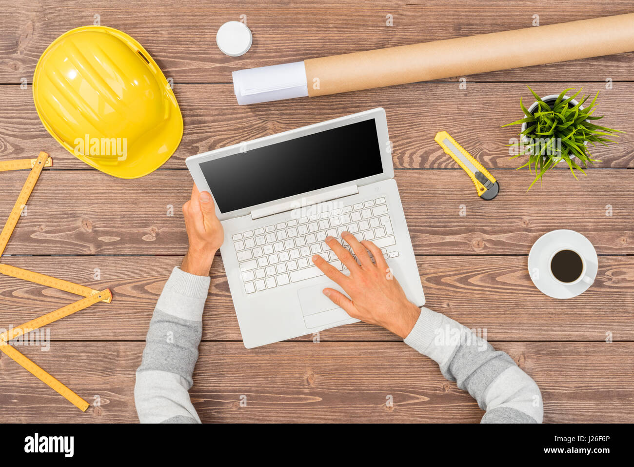 Person working on architecture project hi-res stock photography and ...