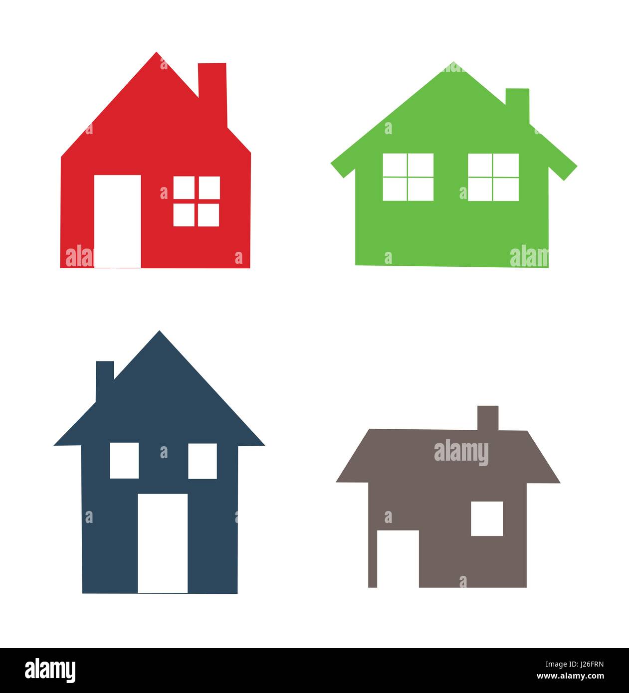 Colored houses icons set Stock Vector Image & Art - Alamy